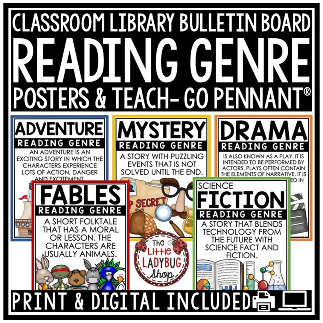 Reading Genre Posters | Classroom Library Decor | Reading Anchor Charts ...