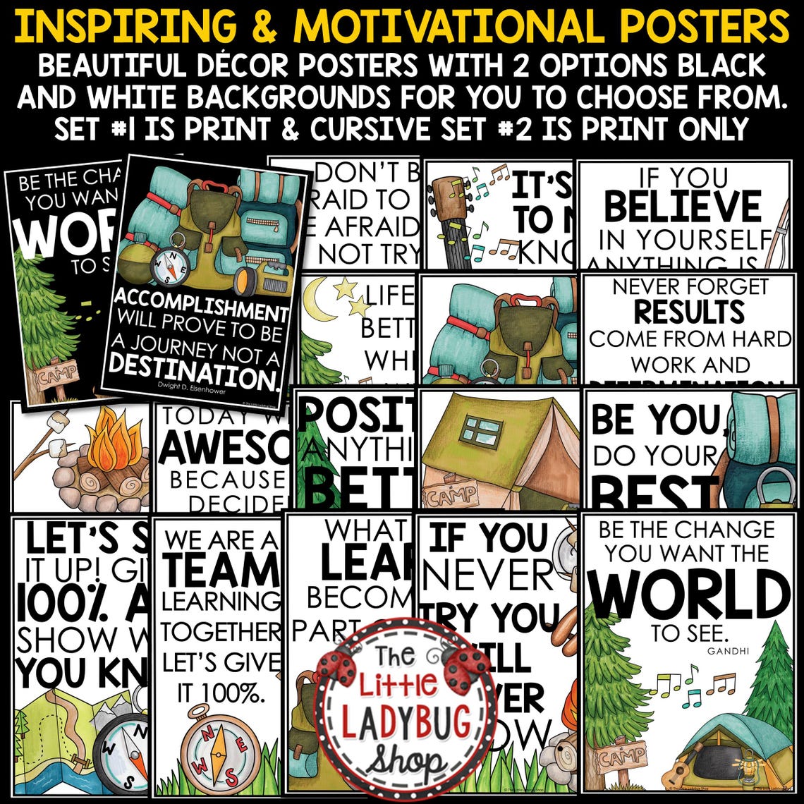 Camping Theme Classroom Decor Bulletin Board | Camp Motivational Quote ...