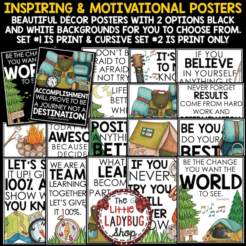 Camping Theme Classroom Decor Bulletin Board | Camp Motivational Quote ...