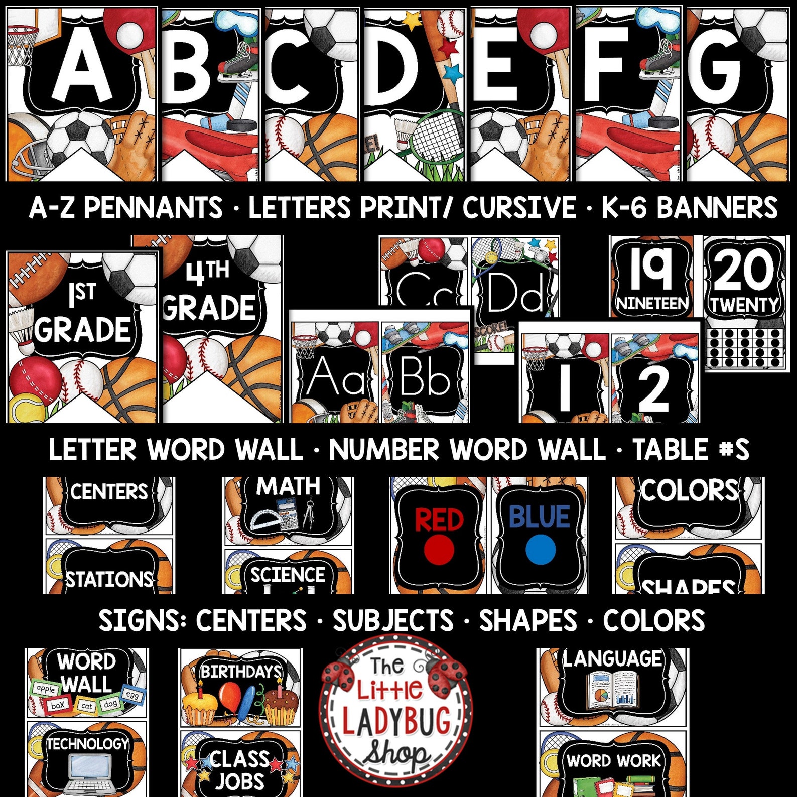 Sports Theme Classroom Decor Bundle Sports Theme Motivational Quote ...