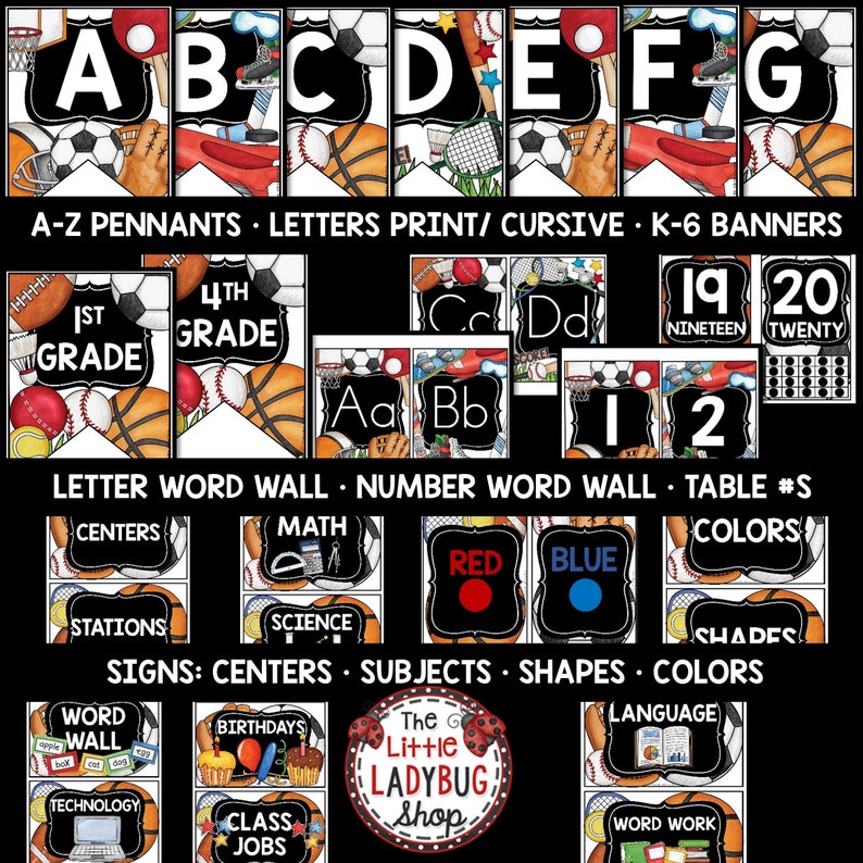 Sports Theme Classroom Decor Bundle Sports Theme Motivational Quote ...