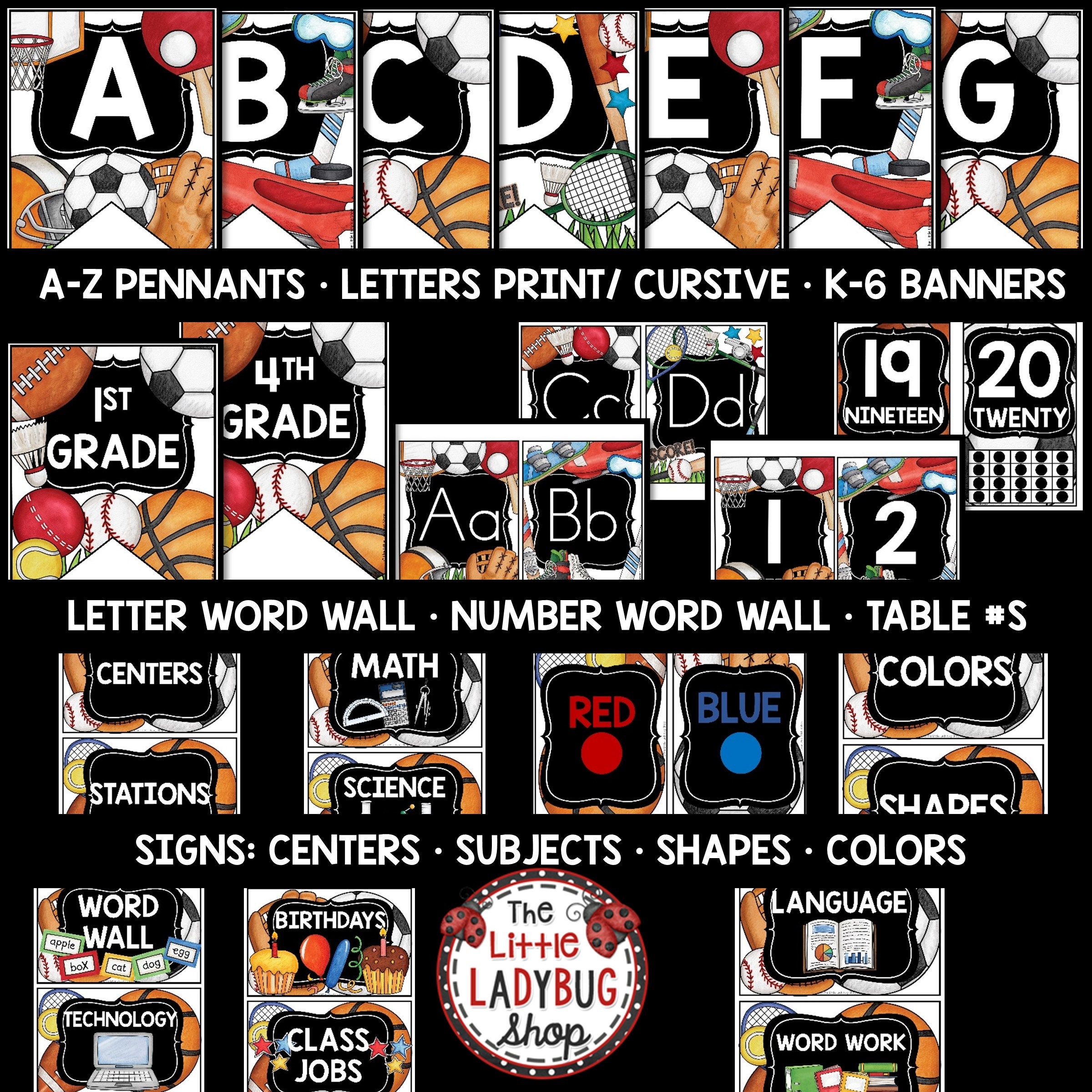 Sports Theme Classroom Decor Bundle Sports Theme Motivational Quote ...