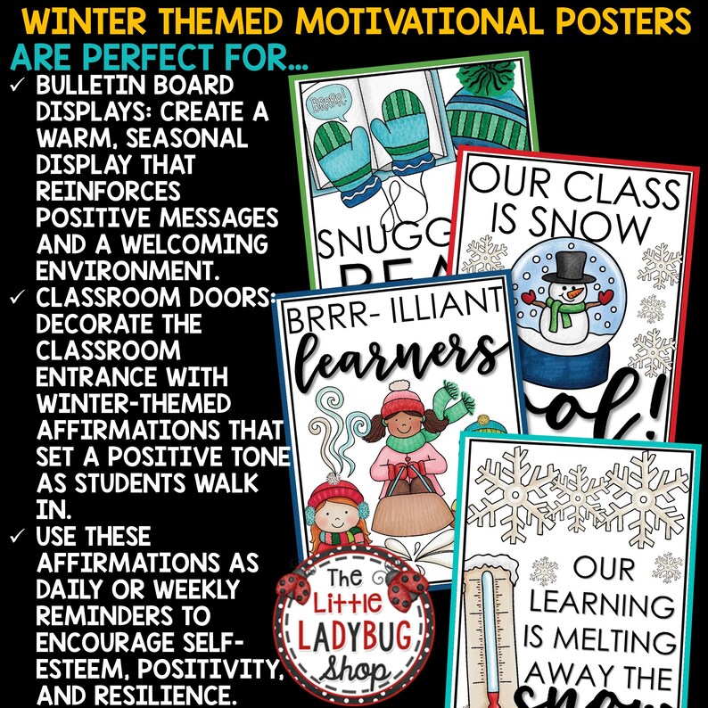 Winter Posters Bulletin Board | Winter Motivational Quote Posters ...