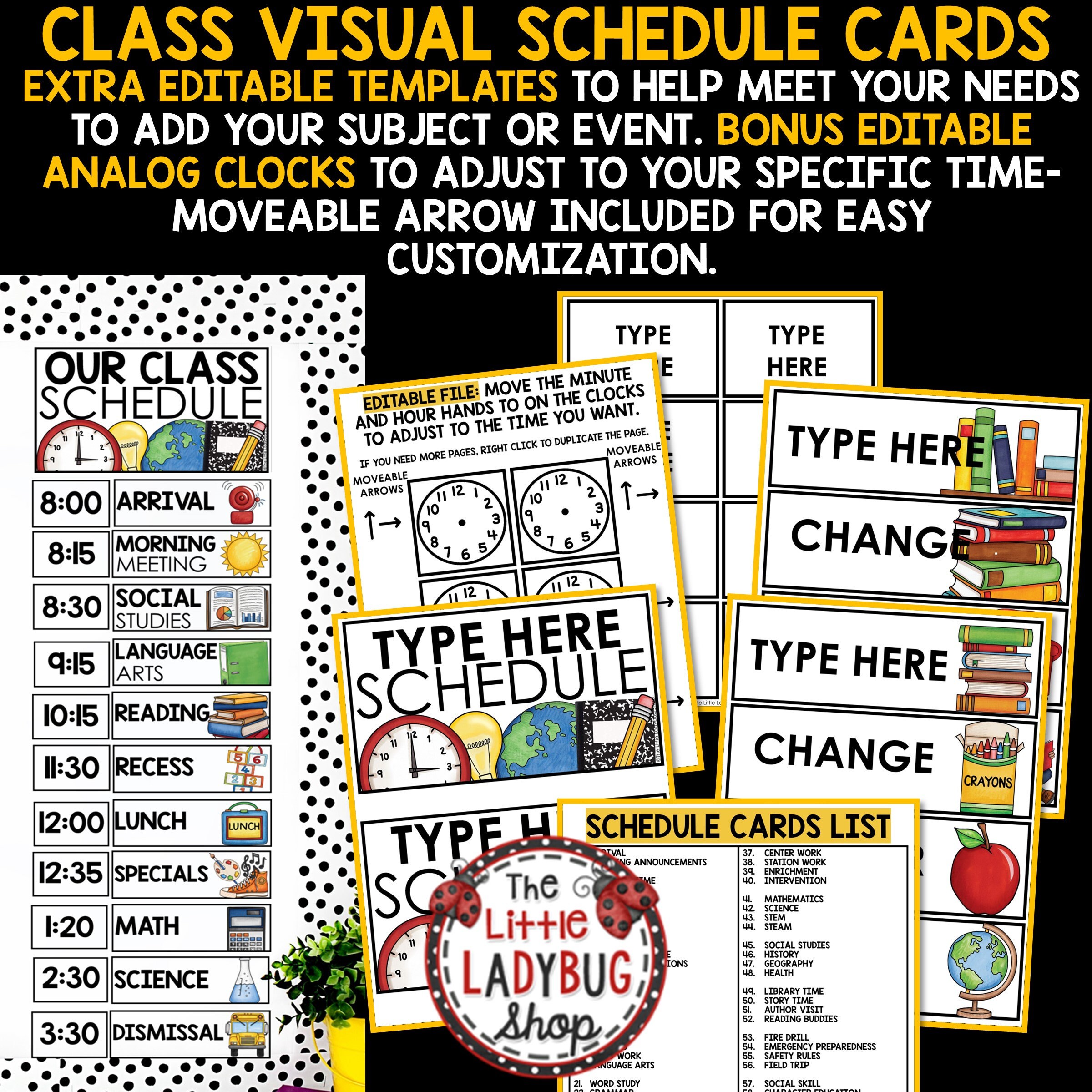 Class Daily Visual Schedule Cards Templates With Pictures | Daily ...