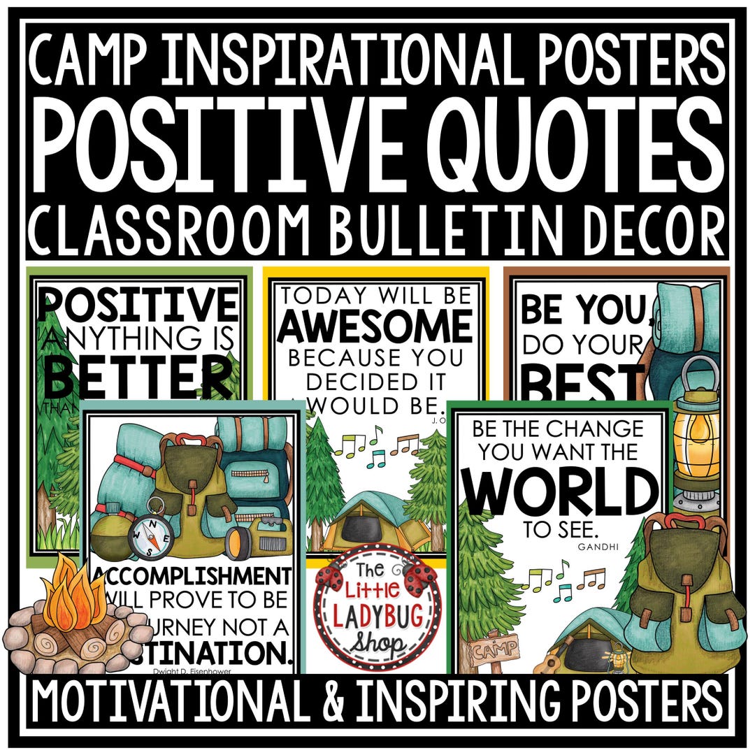 Camping Theme Classroom Decor Bulletin Board | Camp Motivational Quote ...