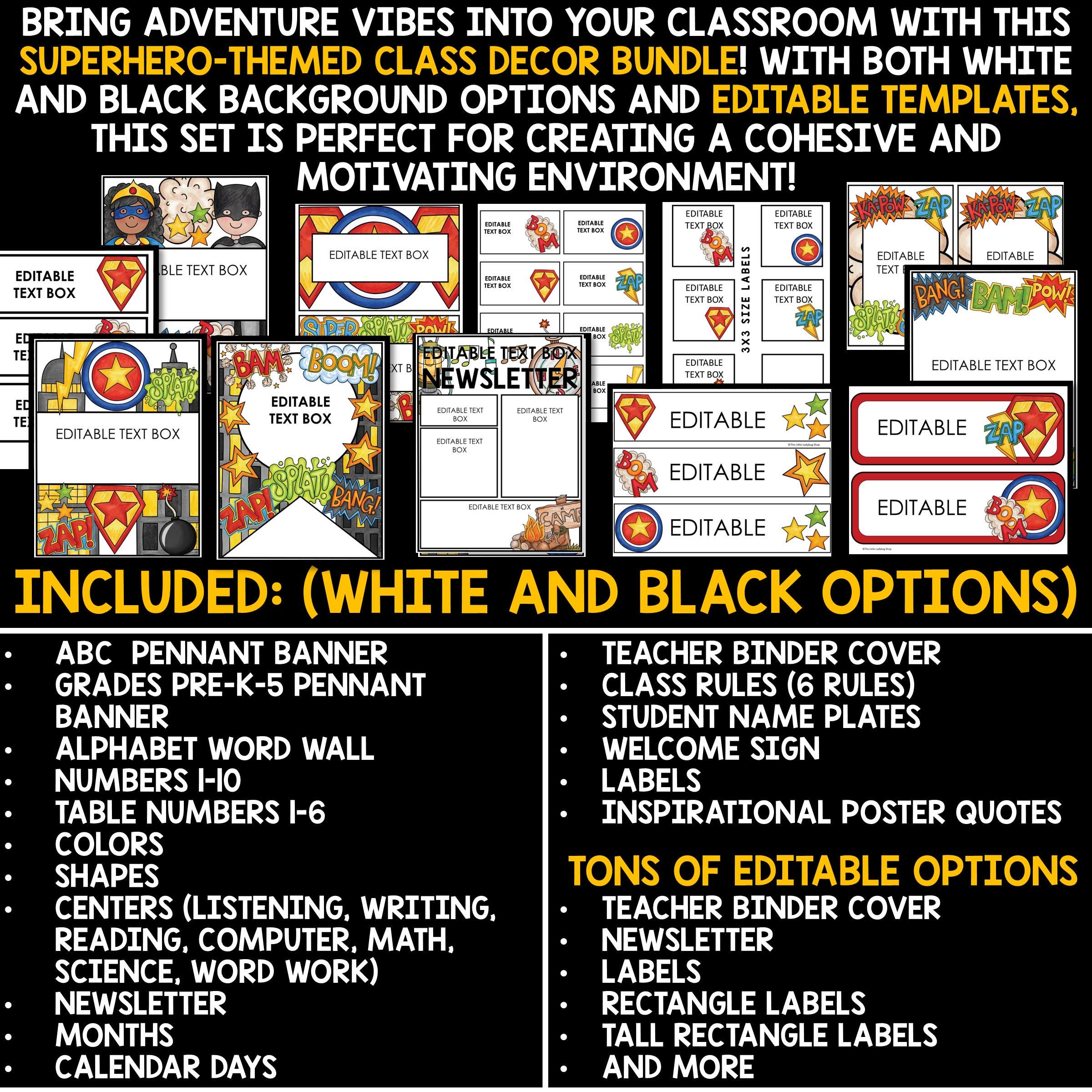 Superhero Classroom Theme Decor Bundle | Superhero Name Tags ...