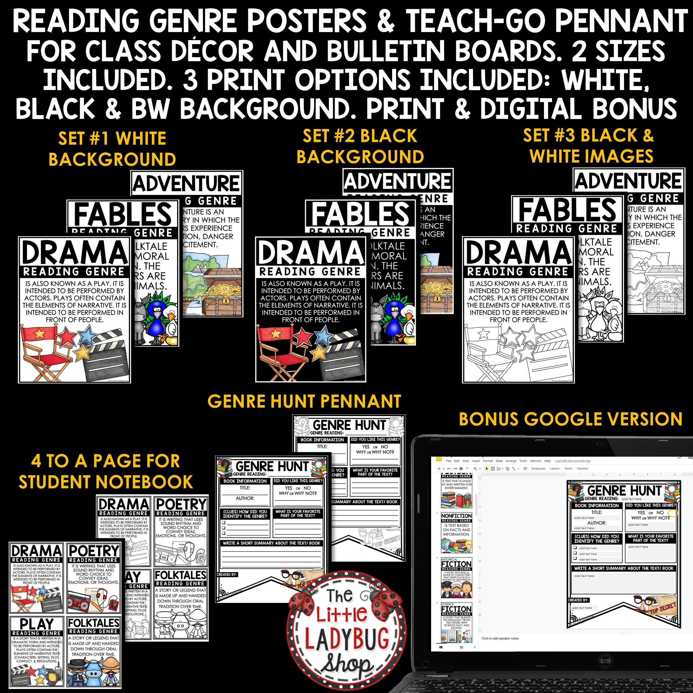 Reading Genre Posters Classroom Library Decor Reading Anchor Charts ...