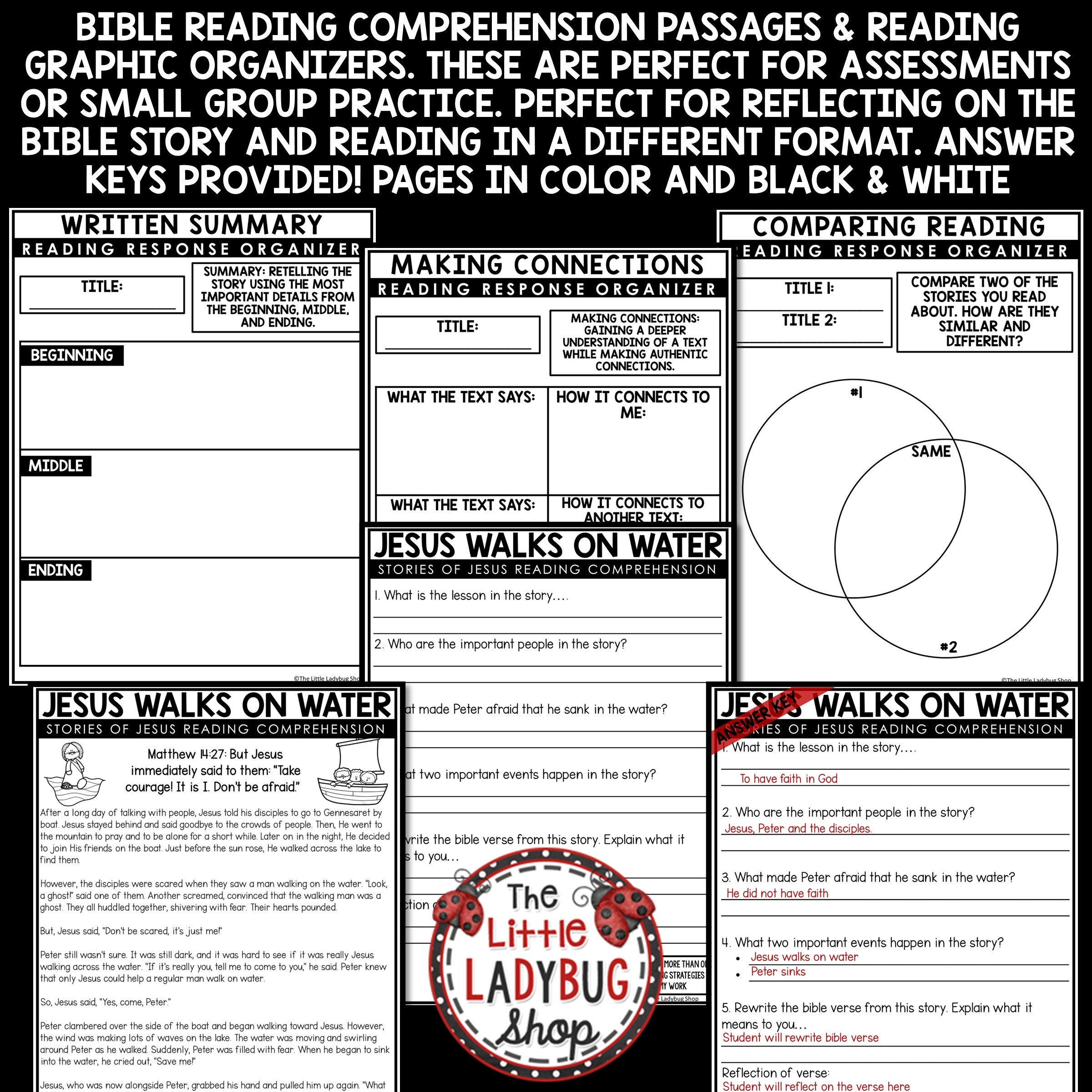 Christian Bible Stories Reading Passages Bible Study Worksheets ...