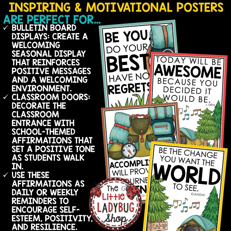 Camping Theme Classroom Decor Bulletin Board | Camp Motivational Quote ...