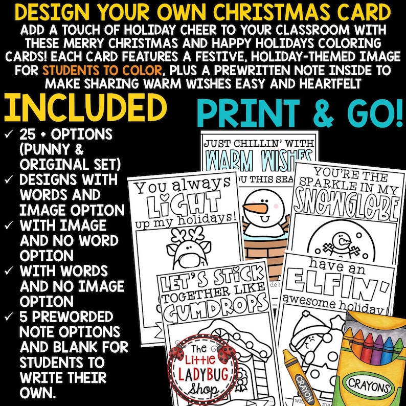 Holiday Christmas Card Printables | Student Gift for Teacher Parents ...