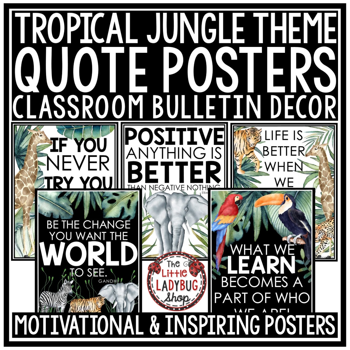 Tropical Jungle Classroom Decor Bundle | Safari Animal Jungle Tropical ...