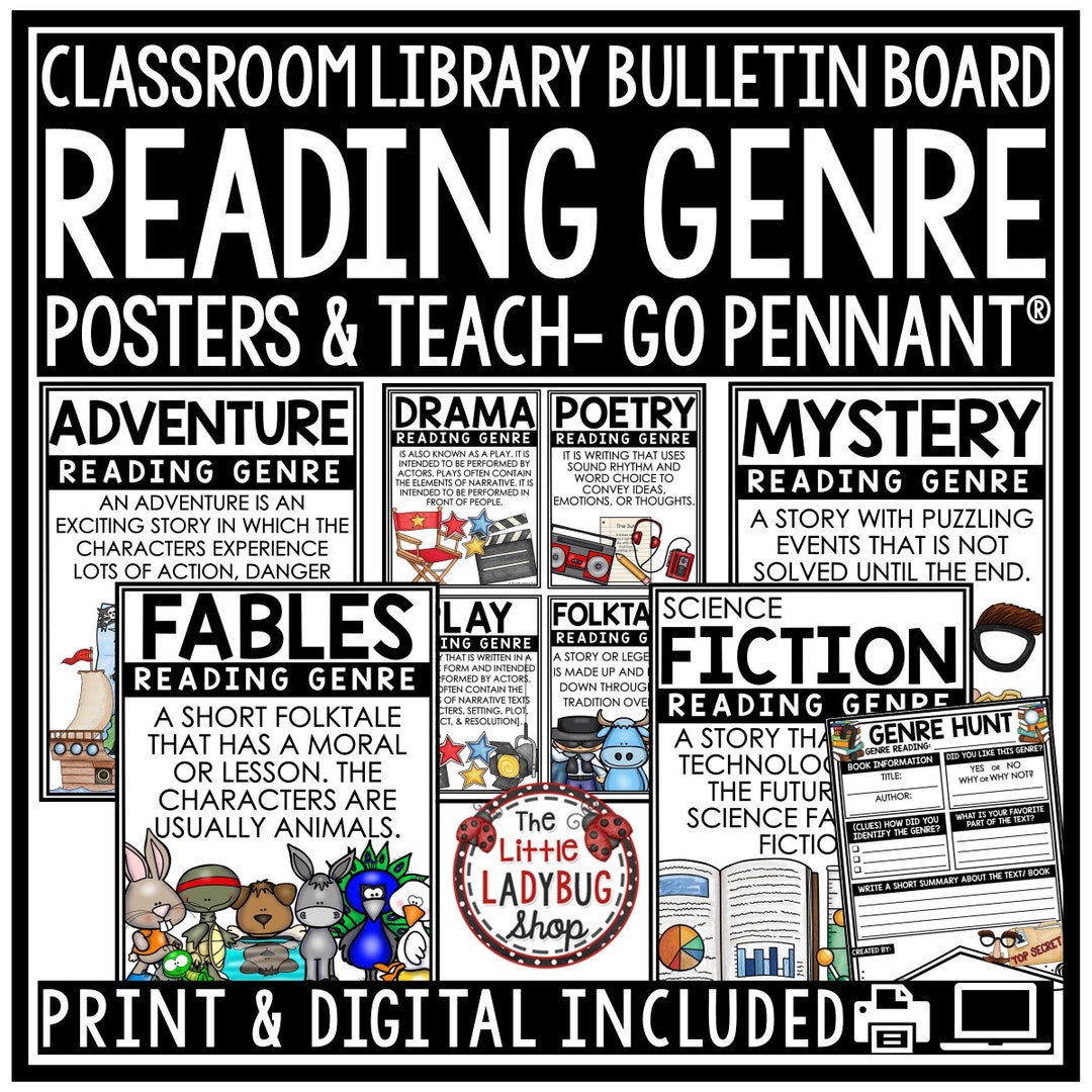 Reading Genre Posters Classroom Library Decor Reading - Etsy