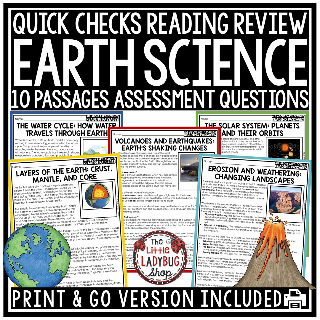 Earth Science Reading Review Passages | Layers of the Earth | Water ...