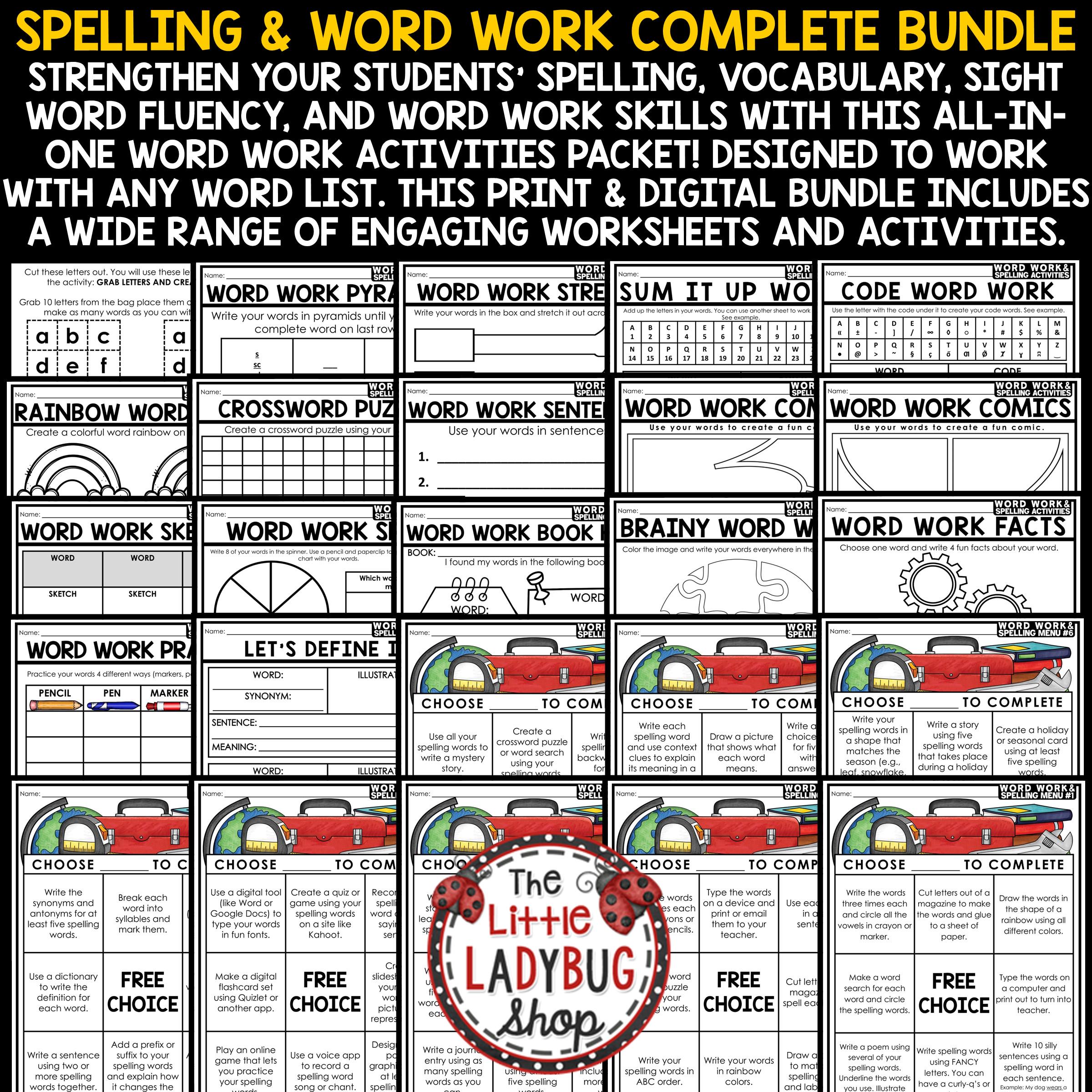Spelling Word Work Practice 2nd 3rd 4th Grade Spelling Practice ...