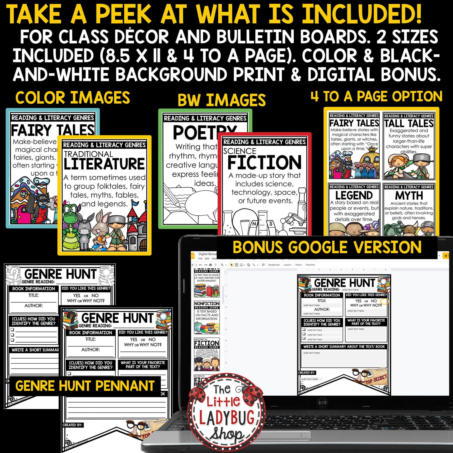 Reading Genre Posters | Classroom Library Decor | Reading Anchor Charts ...
