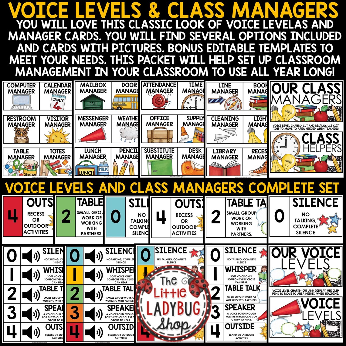 Class Voice Level Charts Posters Student Jobs Managers | Voice Level ...