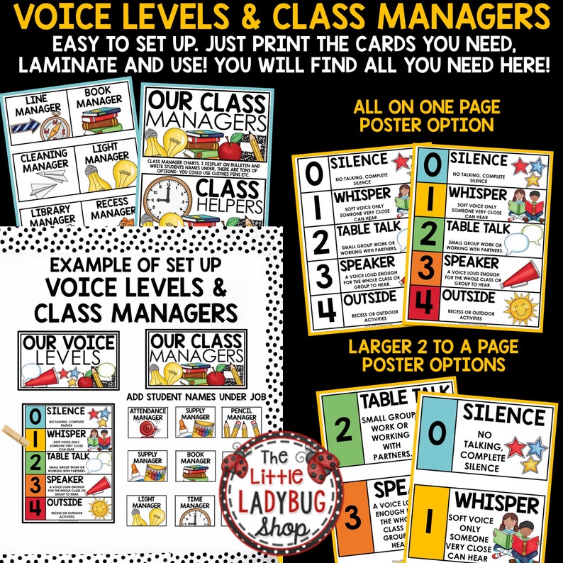 Class Voice Level Charts Posters Student Jobs Managers | Voice Level ...