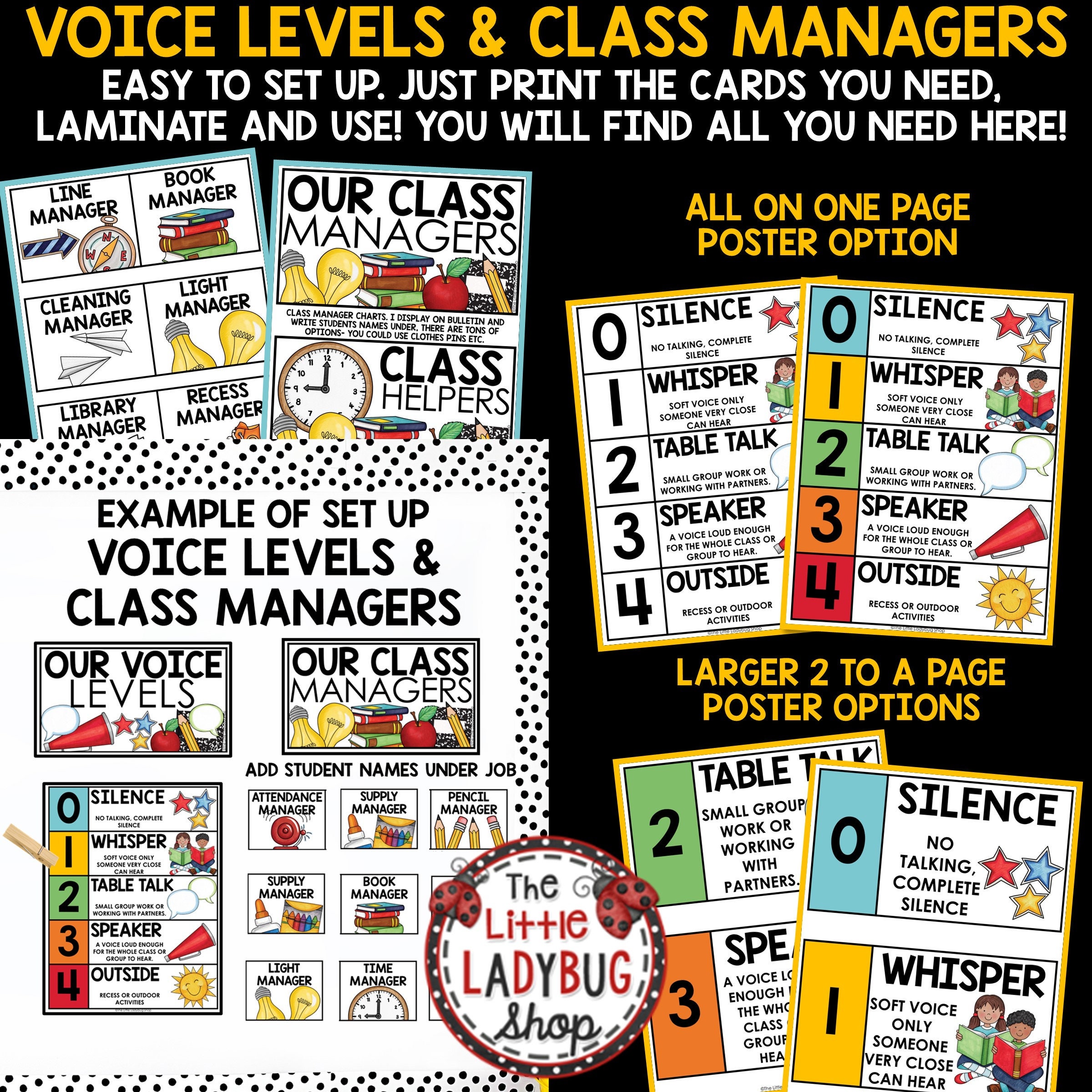 Class Voice Level Charts Posters Student Jobs Managers | Voice Level ...