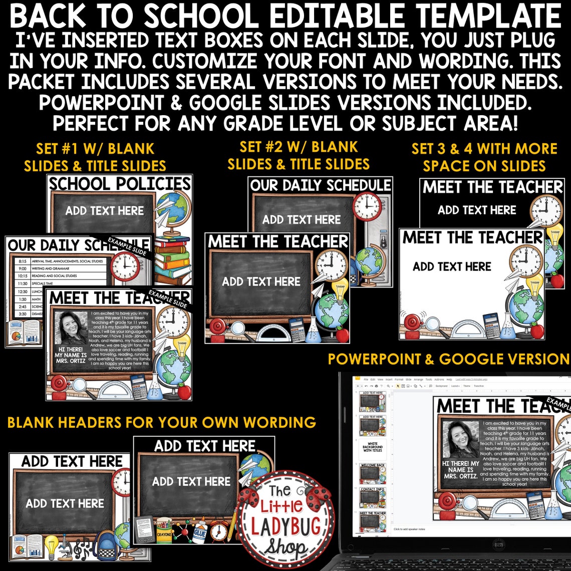 Back to School Slide Templates | Meet the Teacher Slideshow Template ...