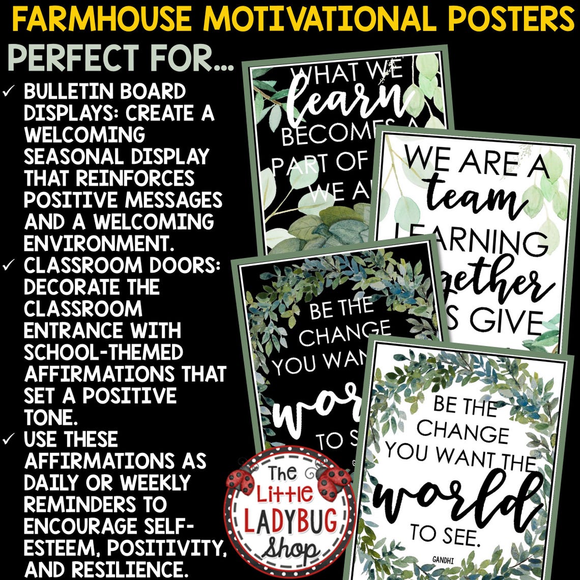 Modern Farmhouse Theme Classroom Decor Bulletin Board | Boho Farmhouse ...