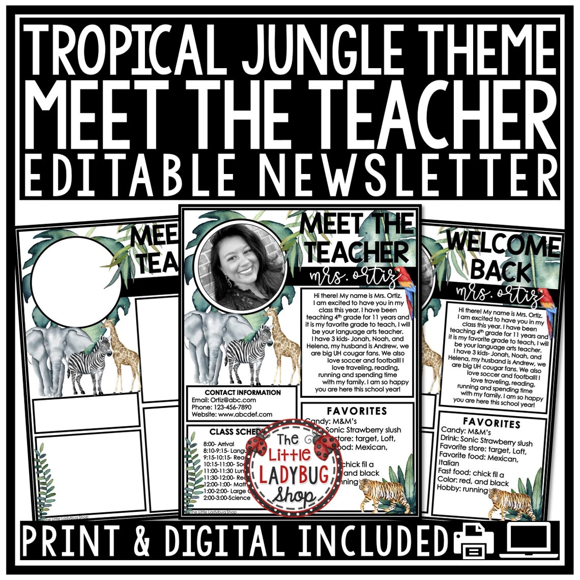 Tropical Jungle Classroom Decor Bundle | Safari Animal Jungle Tropical ...