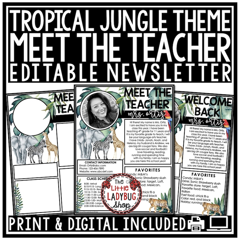 Tropical Jungle Classroom Decor Bundle Safari Animal Jungle Tropical ...