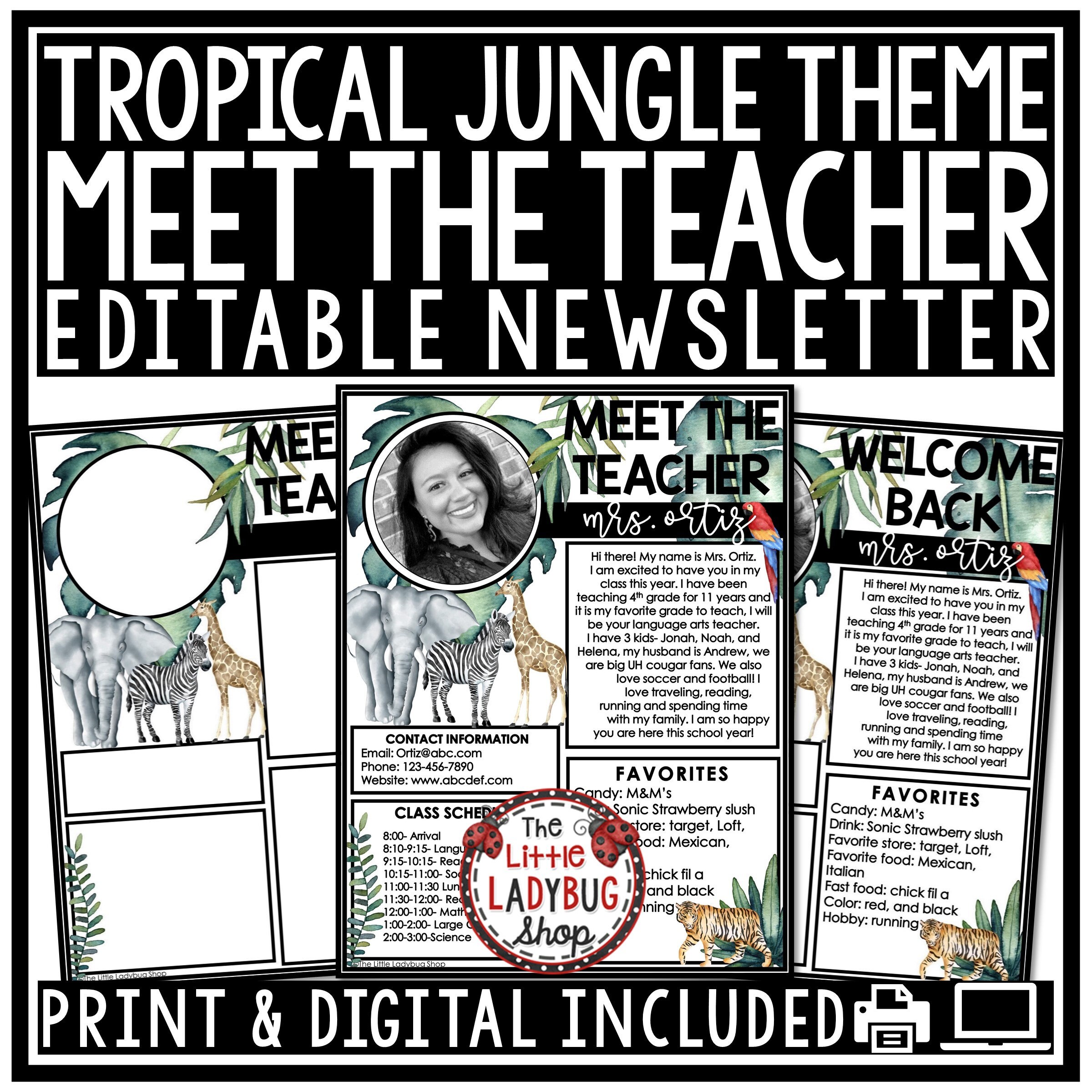 Tropical Jungle Classroom Decor Bundle Safari Animal Jungle Tropical ...