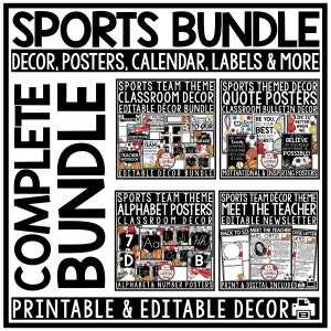 Sports Theme Classroom Decor Bundle | Sports Theme Motivational Quote ...