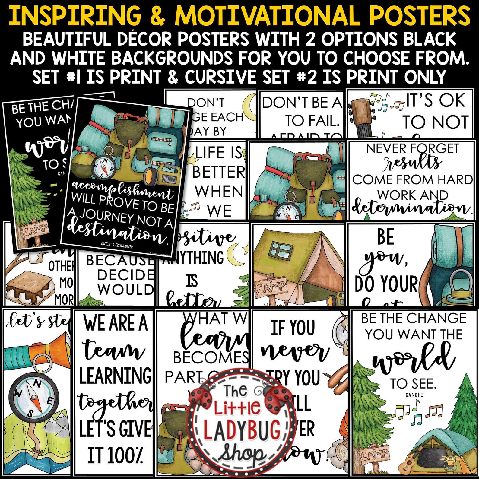 Camping Theme Classroom Decor Bulletin Board | Camp Motivational Quote ...