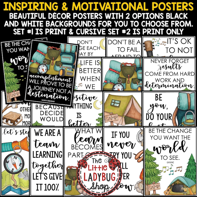 Camping Theme Classroom Decor Bulletin Board | Camp Motivational Quote ...