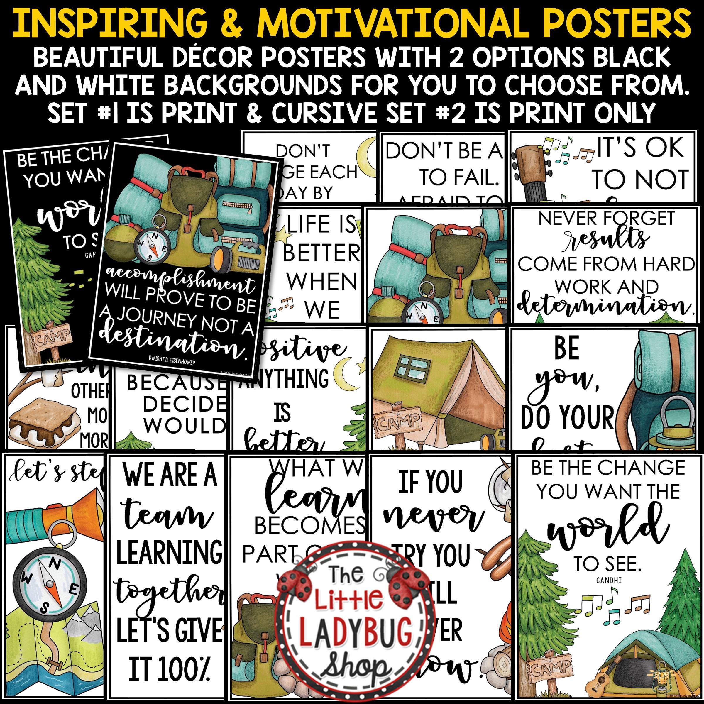 Camping Theme Classroom Decor Bulletin Board | Camp Motivational Quote ...