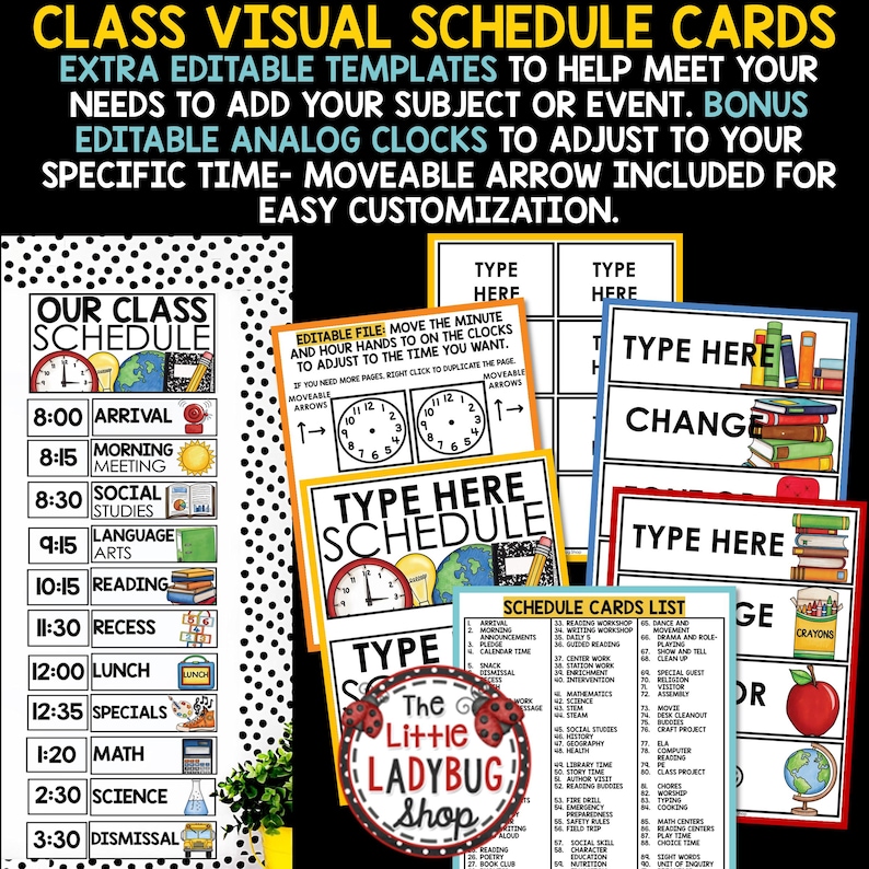 Class Daily Visual Schedule Cards Templates With Pictures | Daily ...