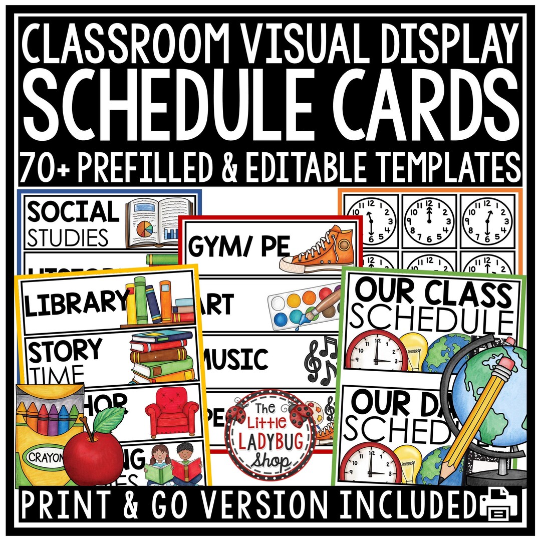 Class Daily Visual Schedule Cards Templates With Pictures | Daily ...