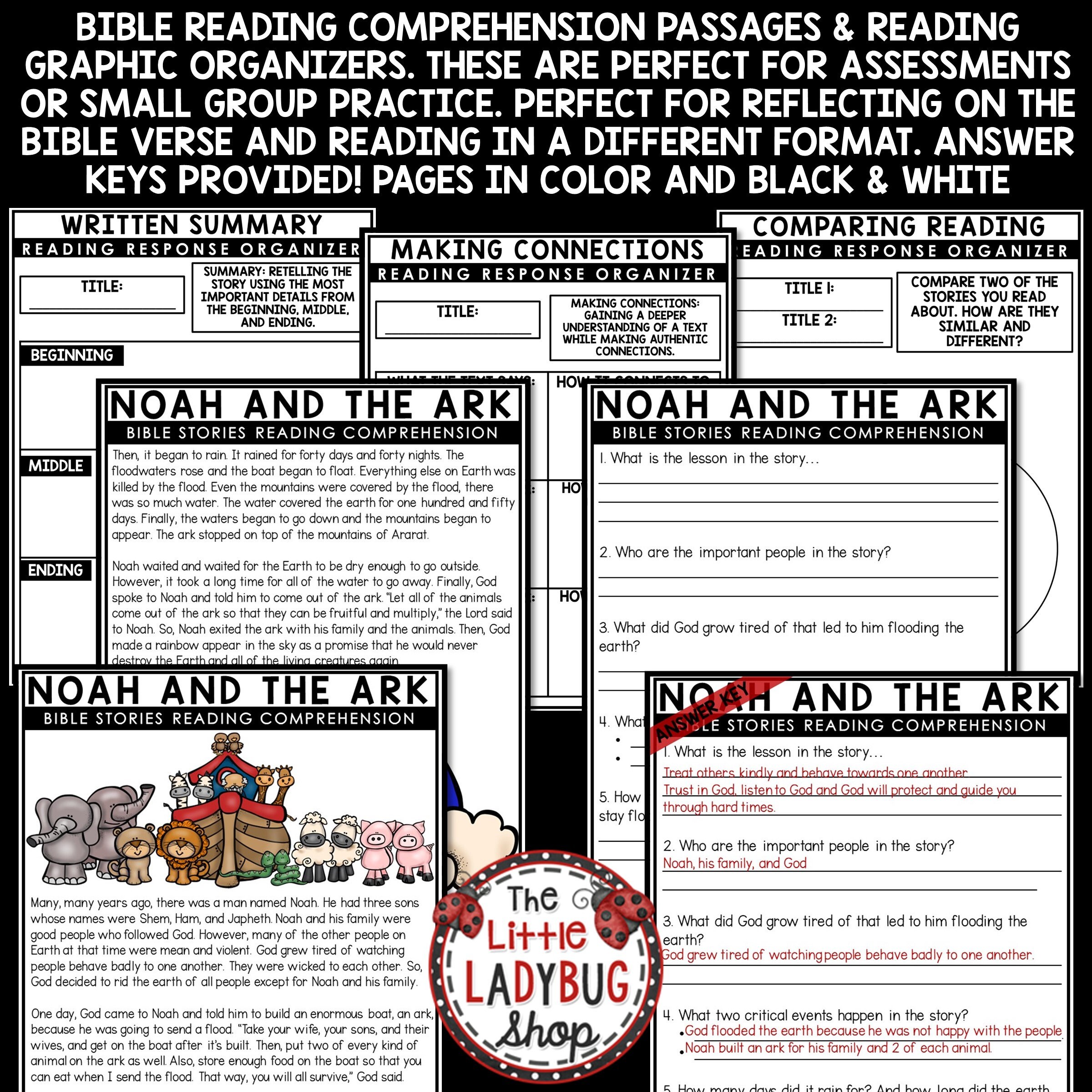 Christian Bible Stories Reading Passages Bible Study Worksheets ...