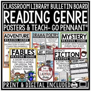 Reading Genre Posters Classroom Library Decor Reading Anchor Charts ...
