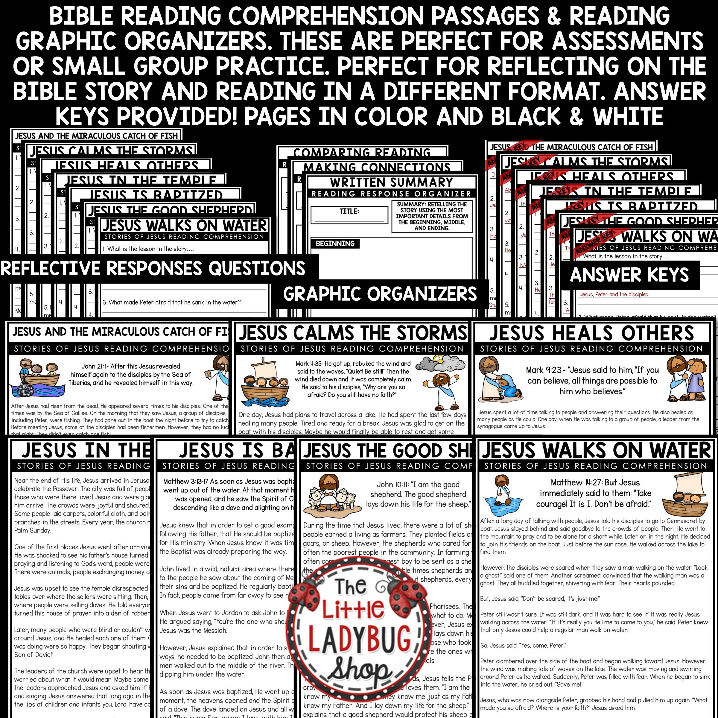 Christian Bible Stories Reading Passages Bible Study Worksheets ...