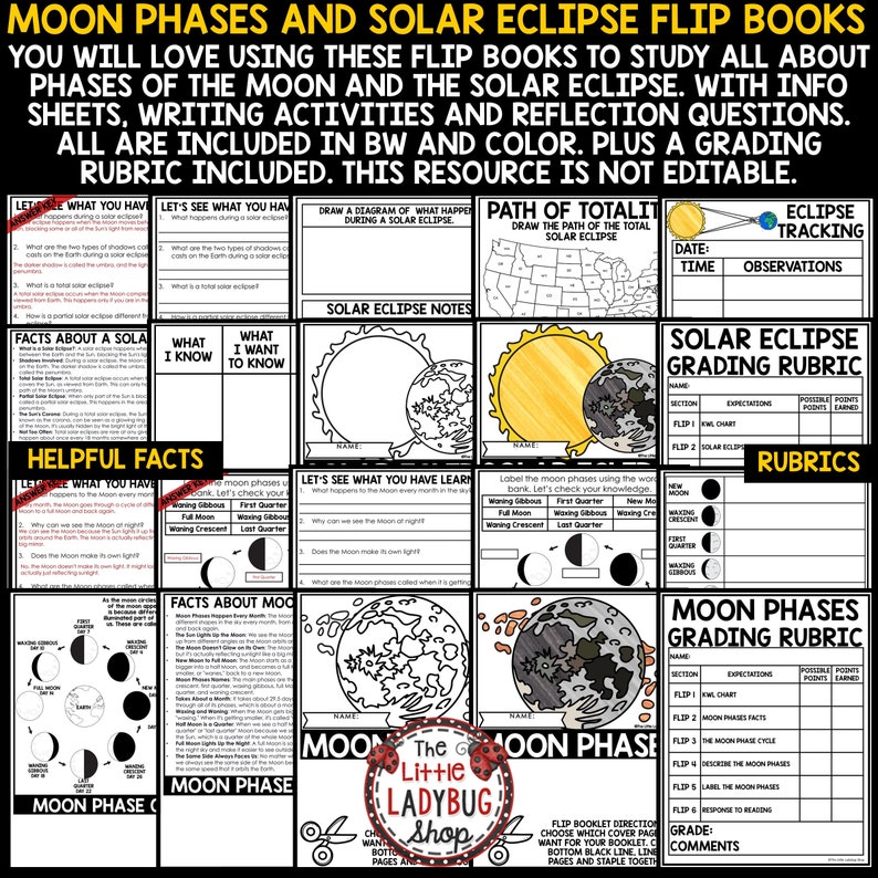 Total Solar Eclipse 2024 Activities | Solar Eclipse Worksheets Lunar ...