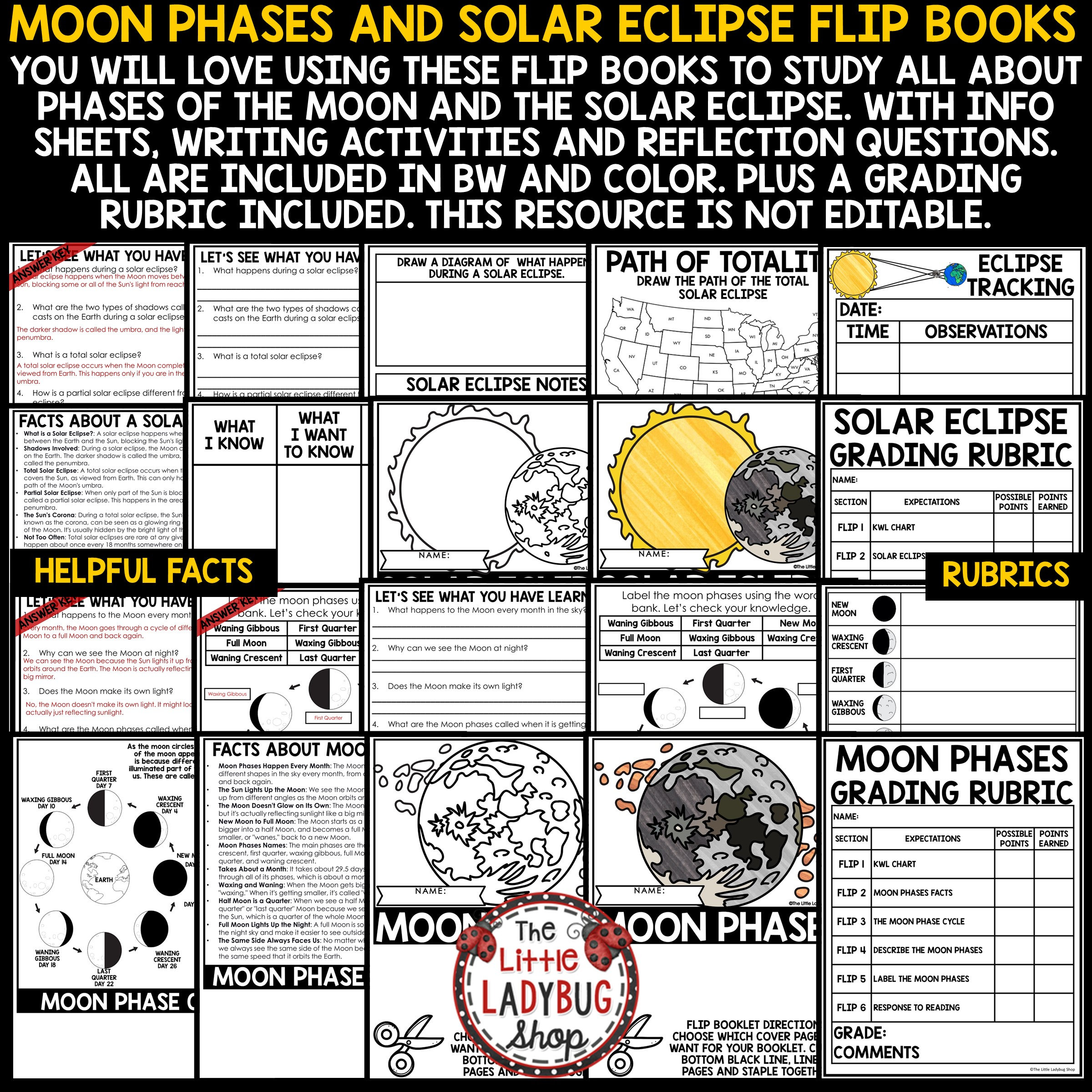 Total Solar Eclipse 2024 Activities | Solar Eclipse Worksheets Lunar ...