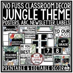Tropical Jungle Classroom Decor Bundle | Safari Animal Jungle Tropical ...