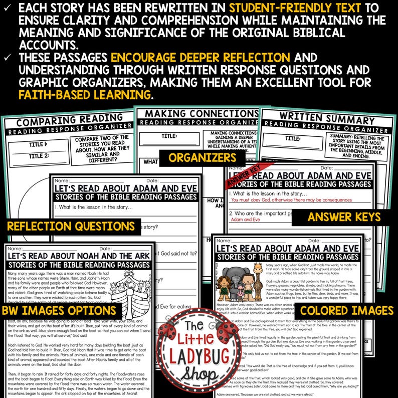 Christian Bible Stories Reading Passages | Bible Study Worksheets ...