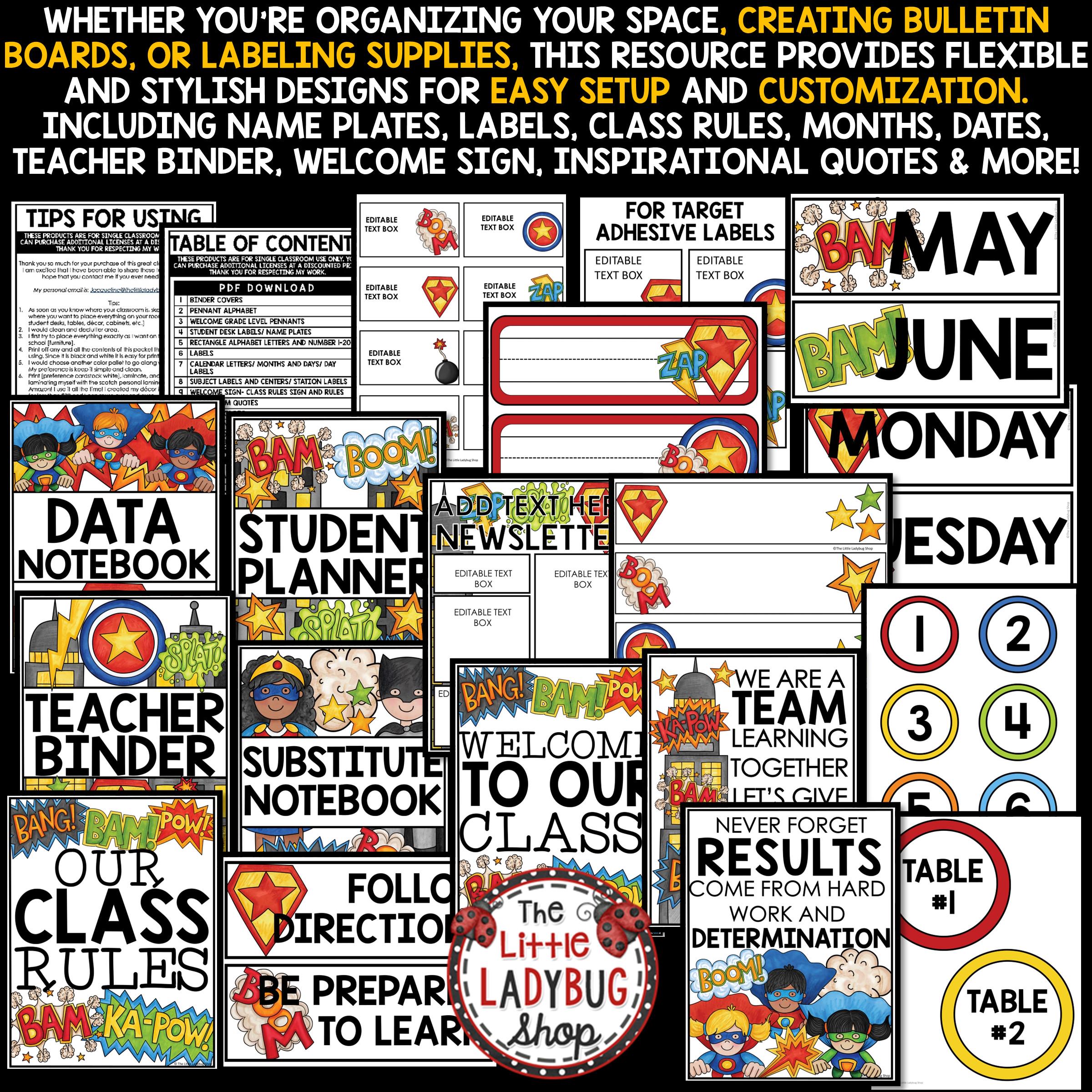 Superhero Classroom Theme Decor Bundle | Superhero Name Tags ...