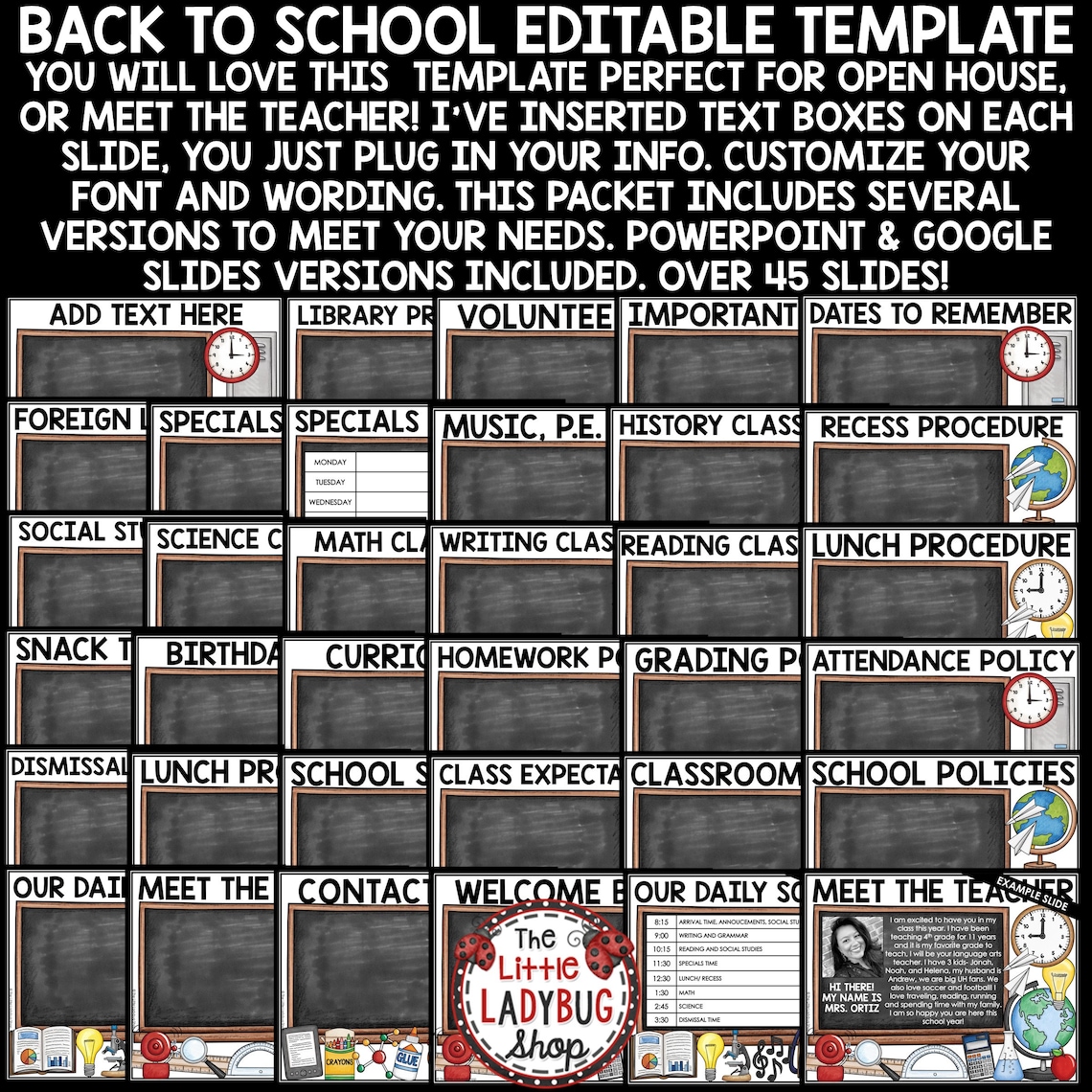 Back to School Slide Templates | Meet the Teacher Slideshow Template ...