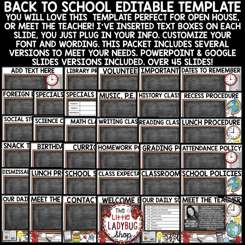 Back to School Slide Templates | Meet the Teacher Slideshow Template ...
