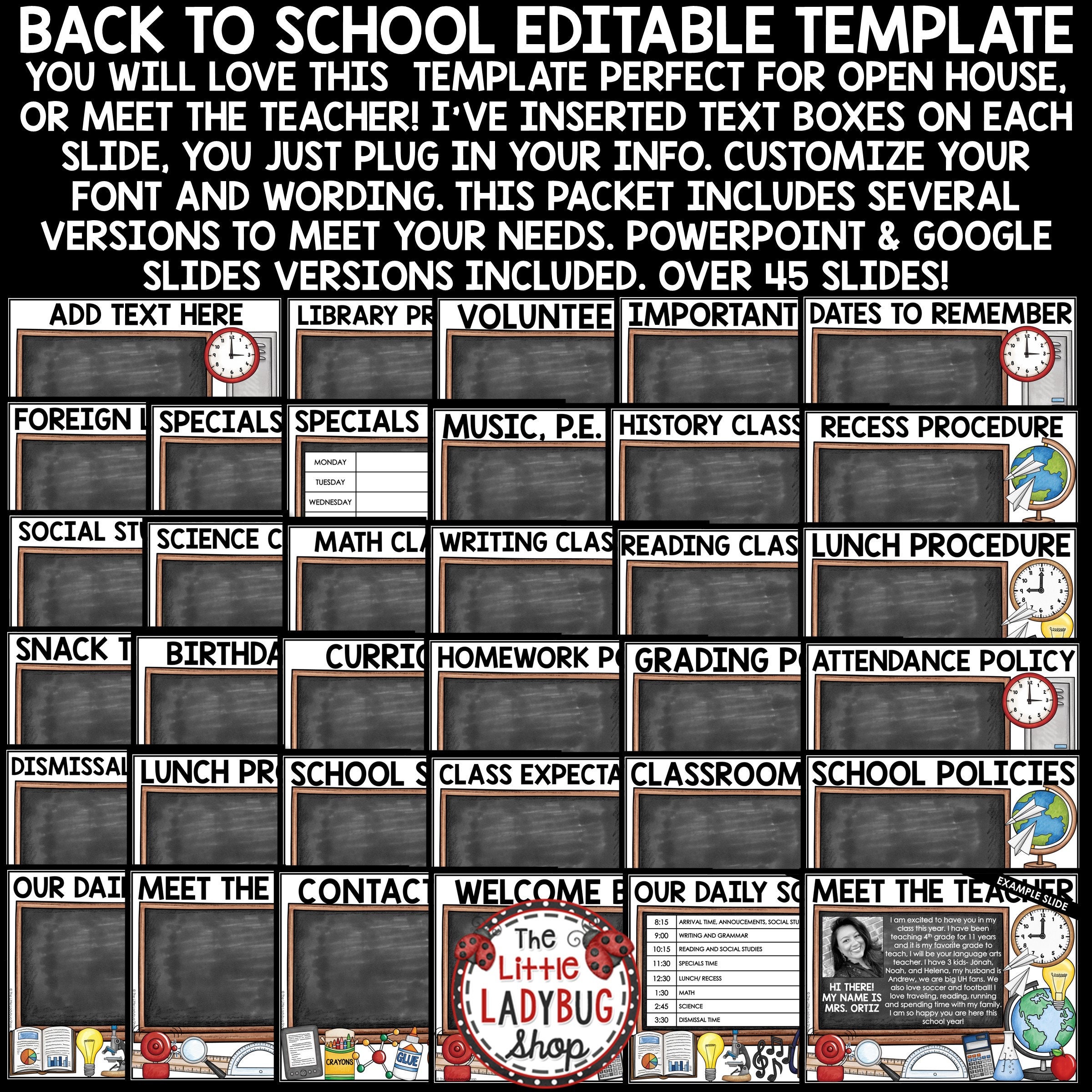 Back to School Slide Templates | Meet the Teacher Slideshow Template ...