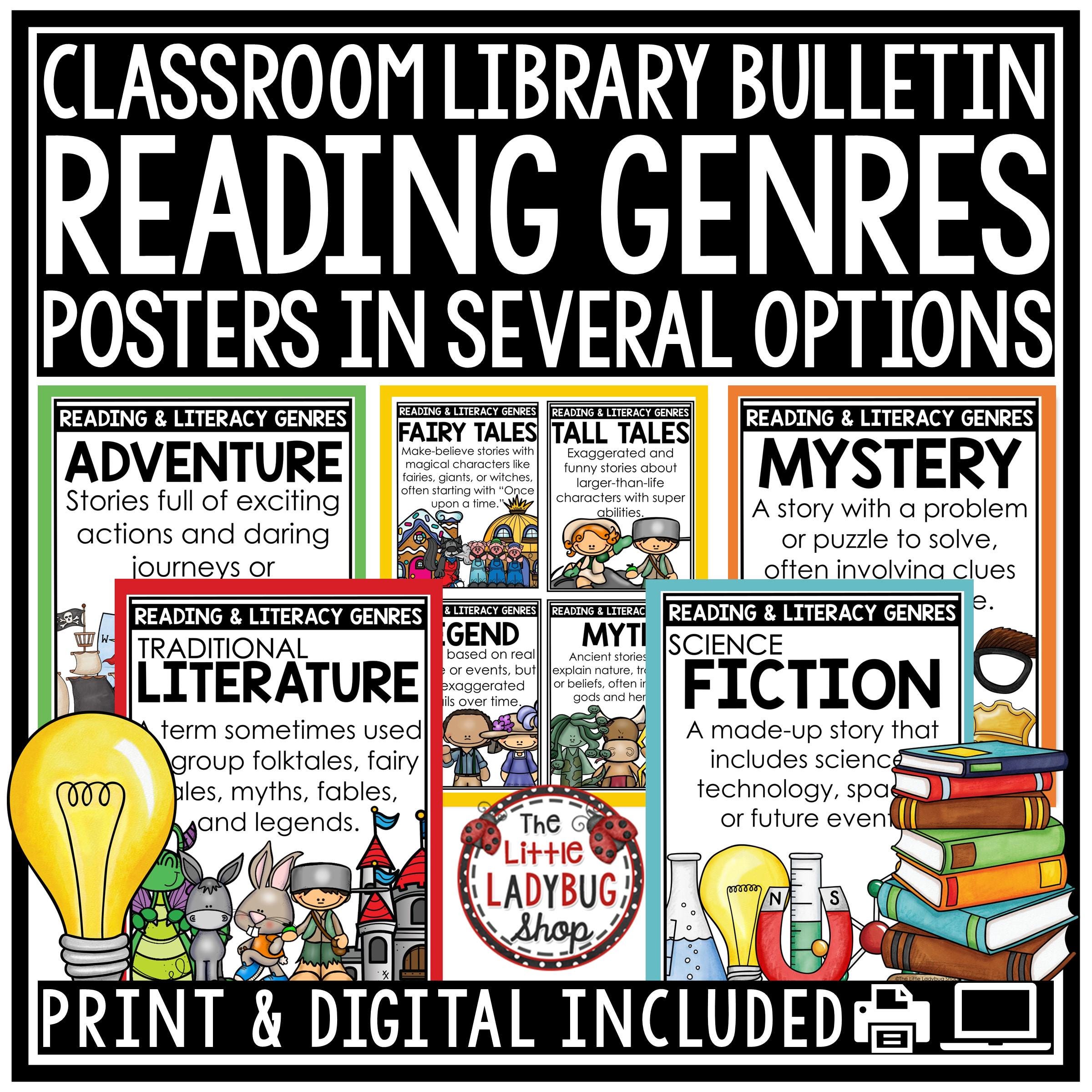 Reading Genre Posters | Classroom Library Decor | Reading Anchor Charts ...