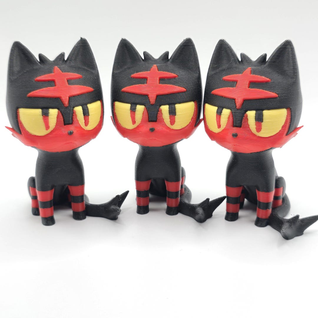 3D Printed Litten Pokémon Figurine Cute Mini Fire Cat Collectible for ...