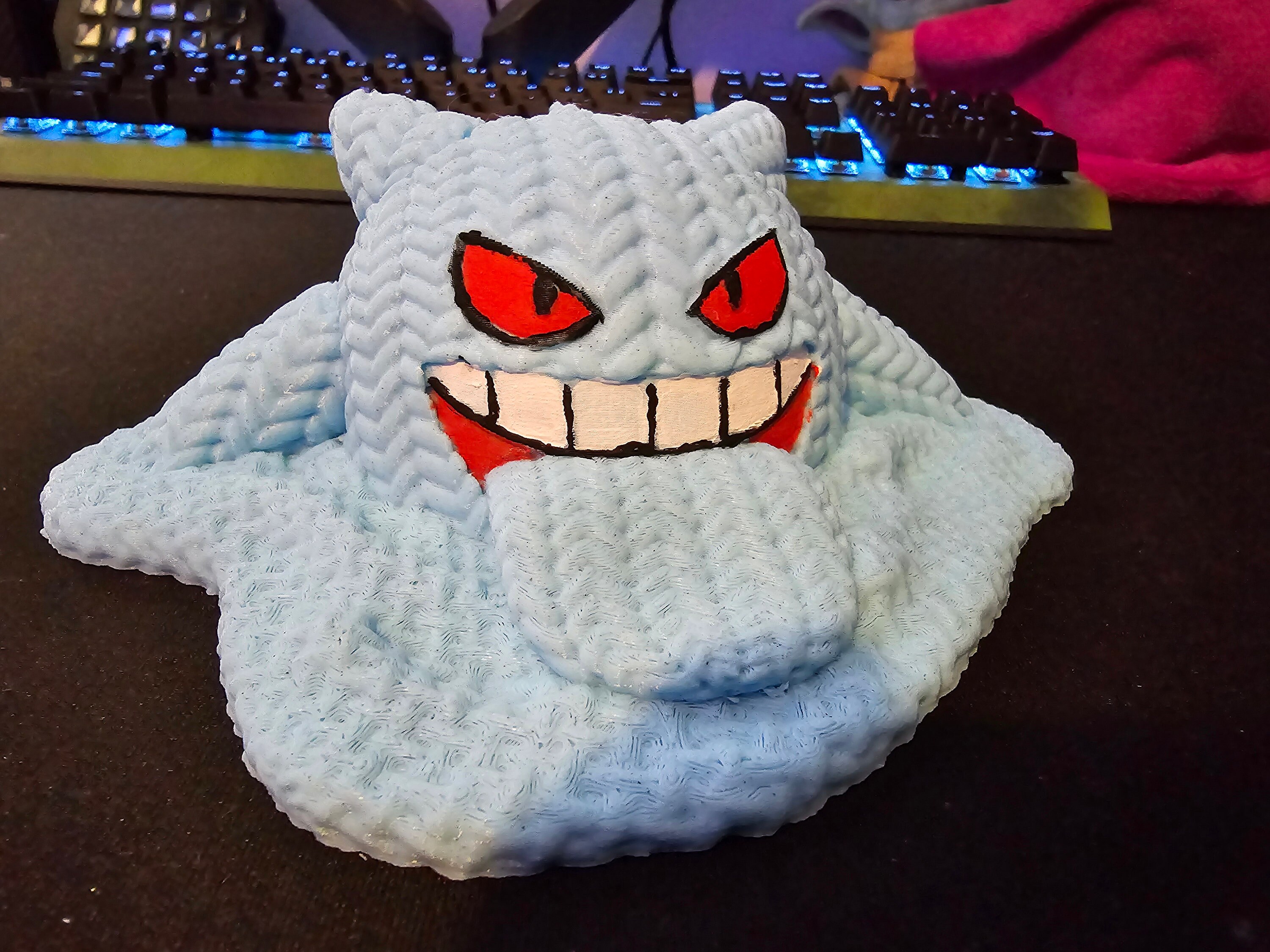Gengar 3D Printed Knit Design, Plastic Figurine for Children Gift PLA ...