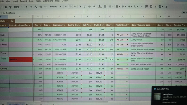 3D Print Cost Calculator and Tracker Excel - Filament Profit and Loss ...
