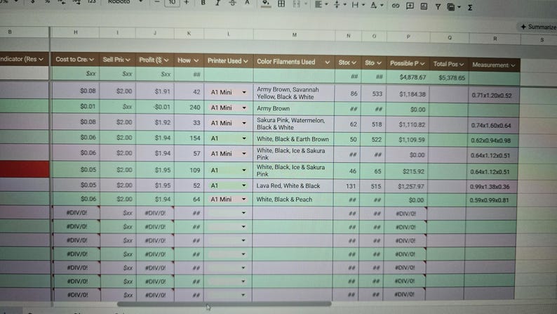 3D Print Cost Calculator and Tracker Excel - Filament Profit and Loss ...