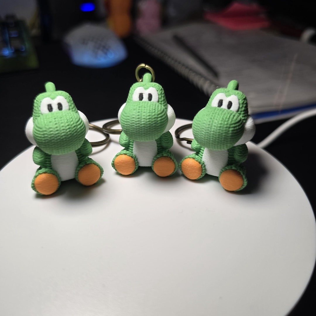 3D Printed Knit Yoshi Keychain Adorable Handmade Yoshi Accessory ...